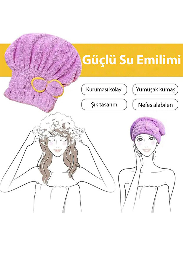 Factorial Saç Kurutma Havlusu 1 Adet Kafa Havlusu Islak Saç Kurutma ...