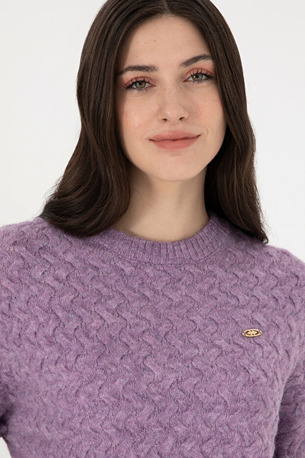 U.S. Polo Assn. Дамски пуловер с V-образно деколте Violet Melange ...