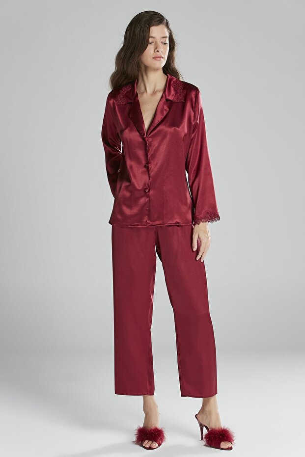 Pierre Cardin Satin Six-Piece Bridal Dowry Set - 6965 Claret Red- Trendyol