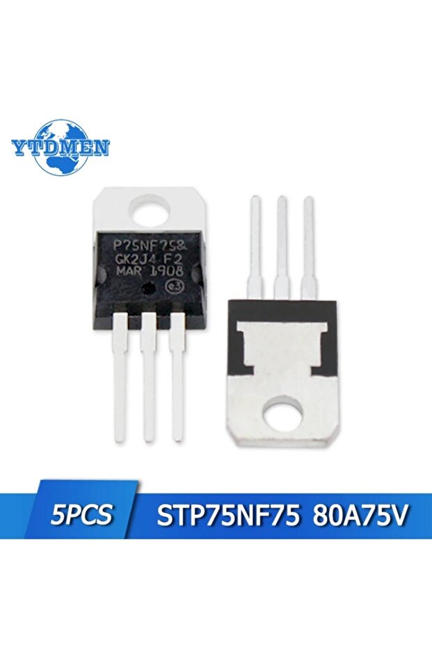 YTDMEN 5pcs stp75nf75 p75nf75 mosfet transistor to-220 field effect ...