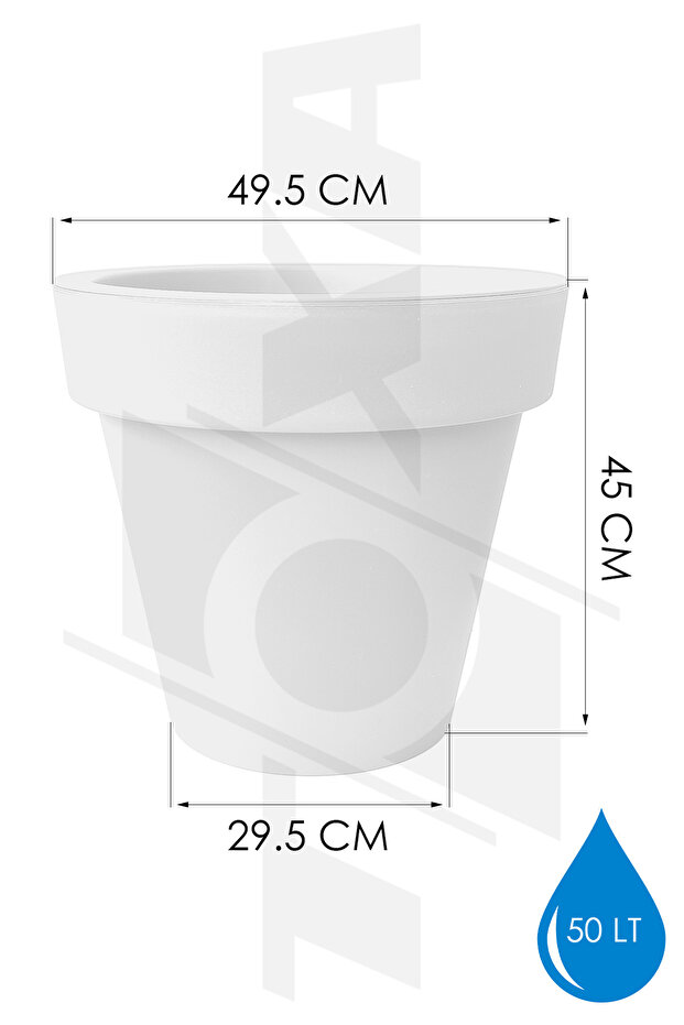 ToXA 50 Litre Beyaz Fulya Saksı Büyük Boy Tabaksız Drenajlı Izgaralı ...