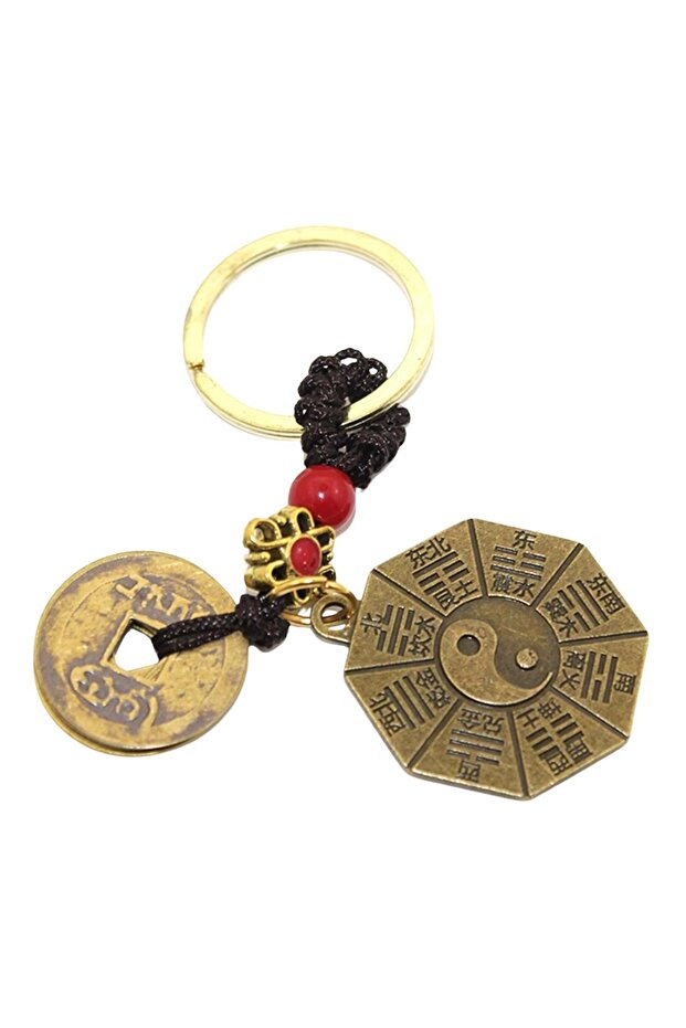 Dünyadan Hediyeler Feng Shui Metal Keychain - Luck Coin & Bagua Mirror ...