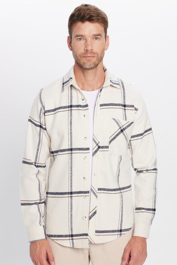 Tudors Men's Slim Fit Slim Fit Long Sleeve Checked Single Pocket Winter ...