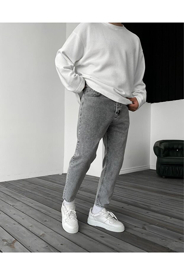 oraystore Acid Gray Boyfriend Pants- Trendyol