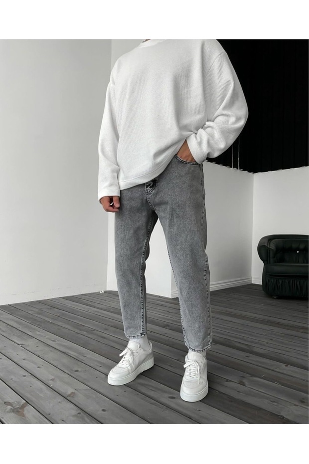 oraystore Acid Gray Boyfriend Pants- Trendyol
