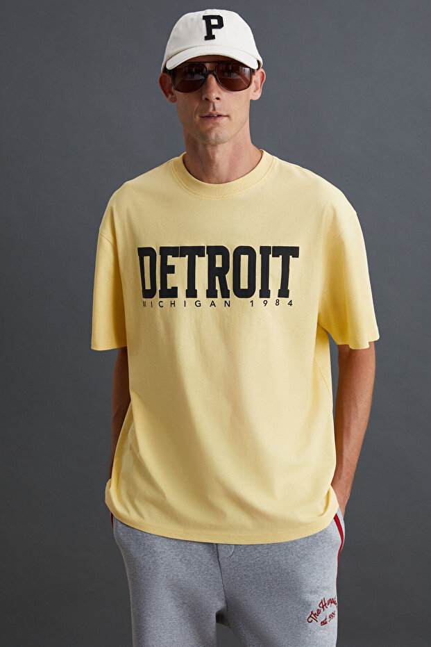 GRIMELANGE Atlanta Men's - Yellow 100% Cotton Print Detailed Short ...