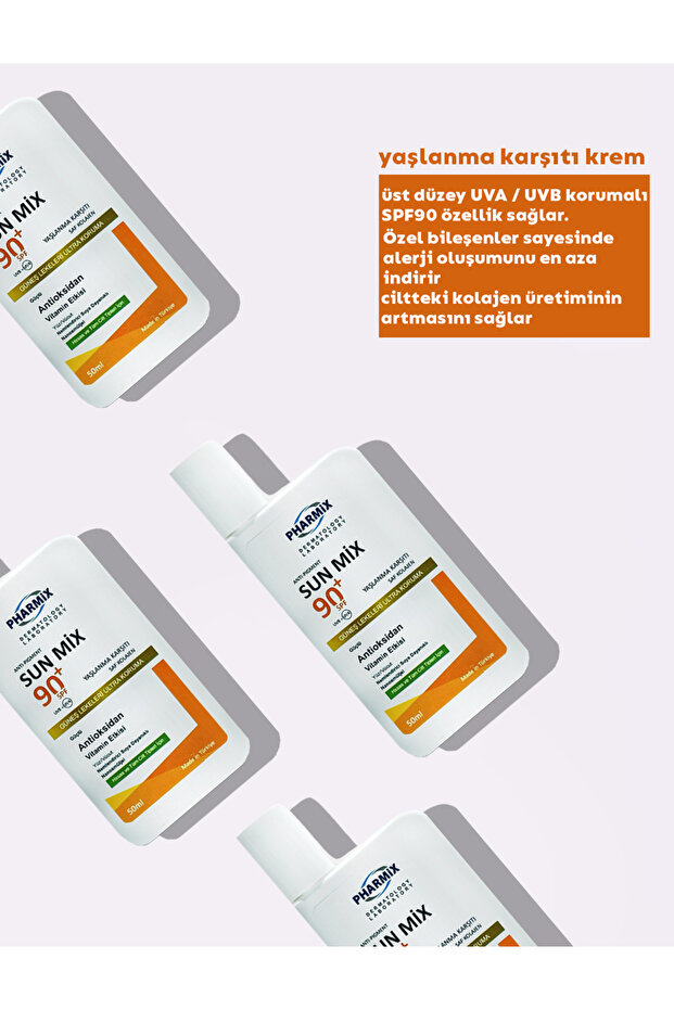 PHARMİX Sun Mix Spf 90 Güneş Lekeleri Ultra Koruma Antioksidan Krem 50 ...