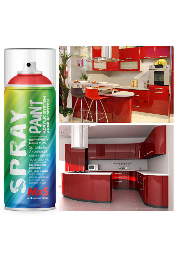 MxS ÖZEL YAPIM MUTFAK DOLABI LAKE KIRMIZI SPREY BOYASI SUYA DAYANIKLI 400 ML - Fiyatı, Yorumları