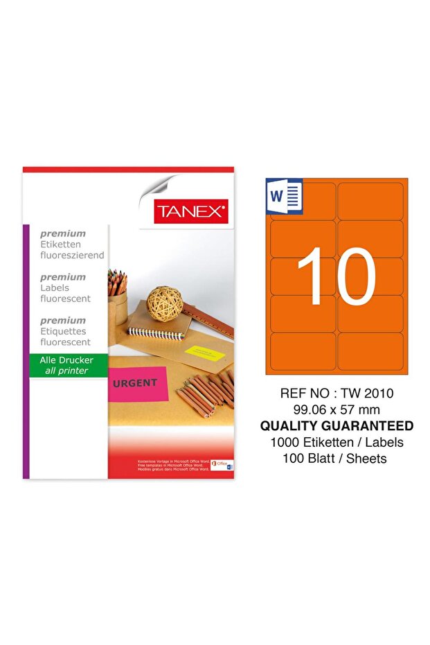 Tanex Tw-2010 - 99.06X57 mm Orange 100Pcs Fluorescent Laser Sticker ...