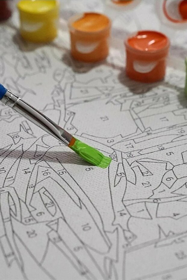 Lamba Cini Sayılarla Boyama Kasnaklı Tablo Seti Fırça Boya Dahil 40x50 ...