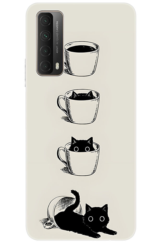 Ceppare Huawei P Smart 2021 (PPA-LX2) Uyumlu Kılıf Desenli Silikon Kedi ...