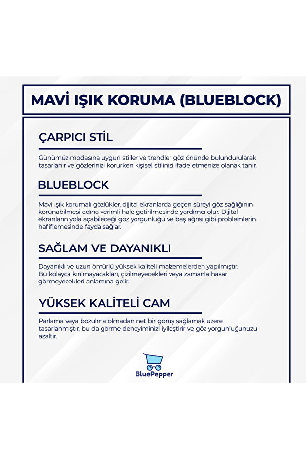 BluePepper MIUX v5 Mavi Işık Korumalı Unisex Gözlük Blue Block Optik ...