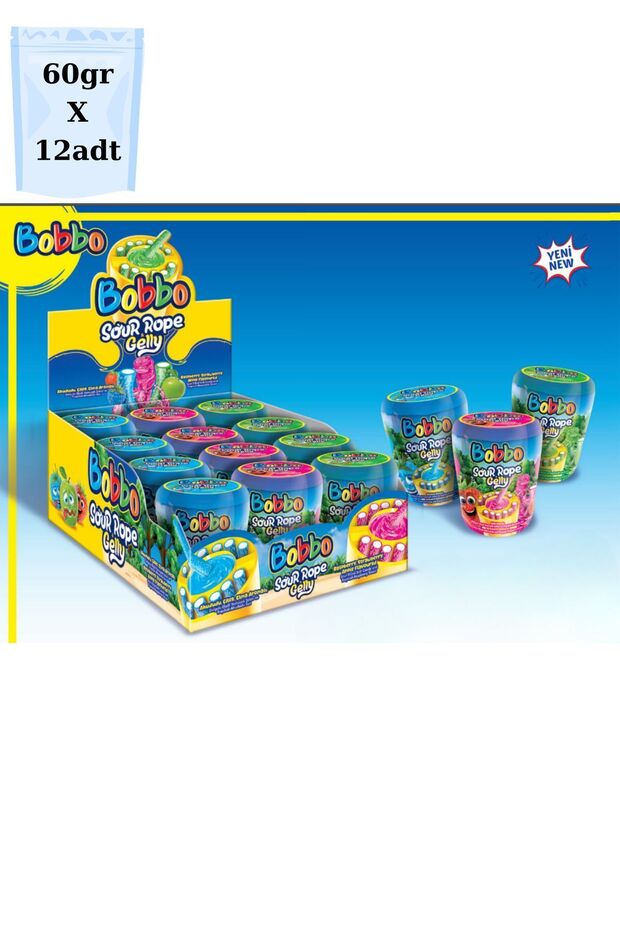 bobbo SOUR ROPE&GELLY AHUDUDU, ÇİLEK, ELMA AROMALI EKŞİLİ YUMUŞAK ŞEKER ...