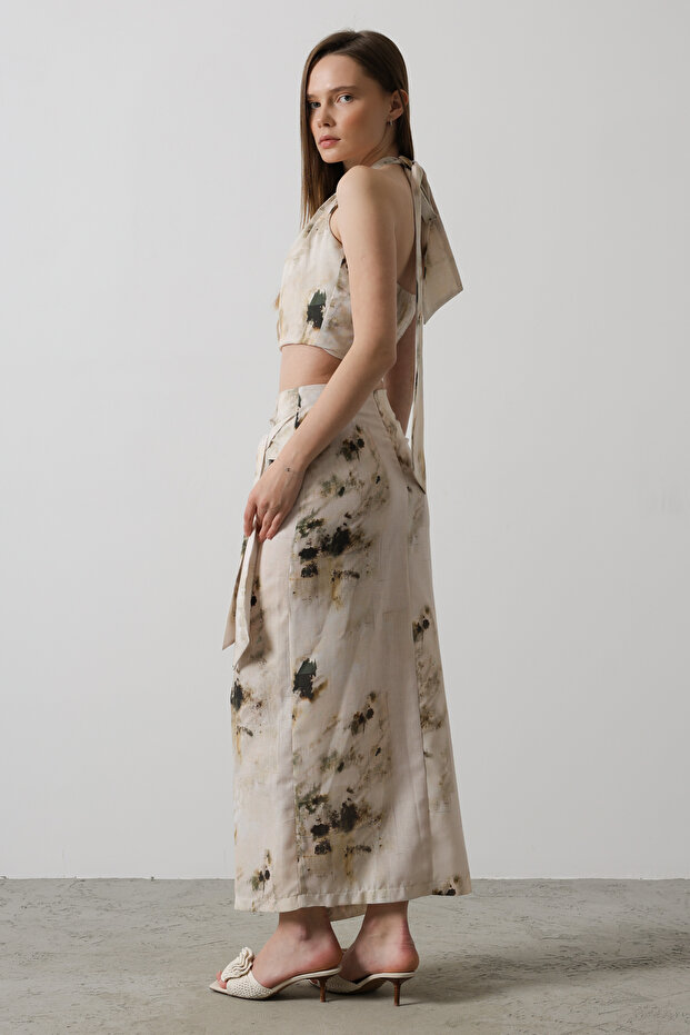 Trendyolmilla Bej Batik Desenli Anvelop Midi Dokuma Etek TWOSS25ET00052 ...