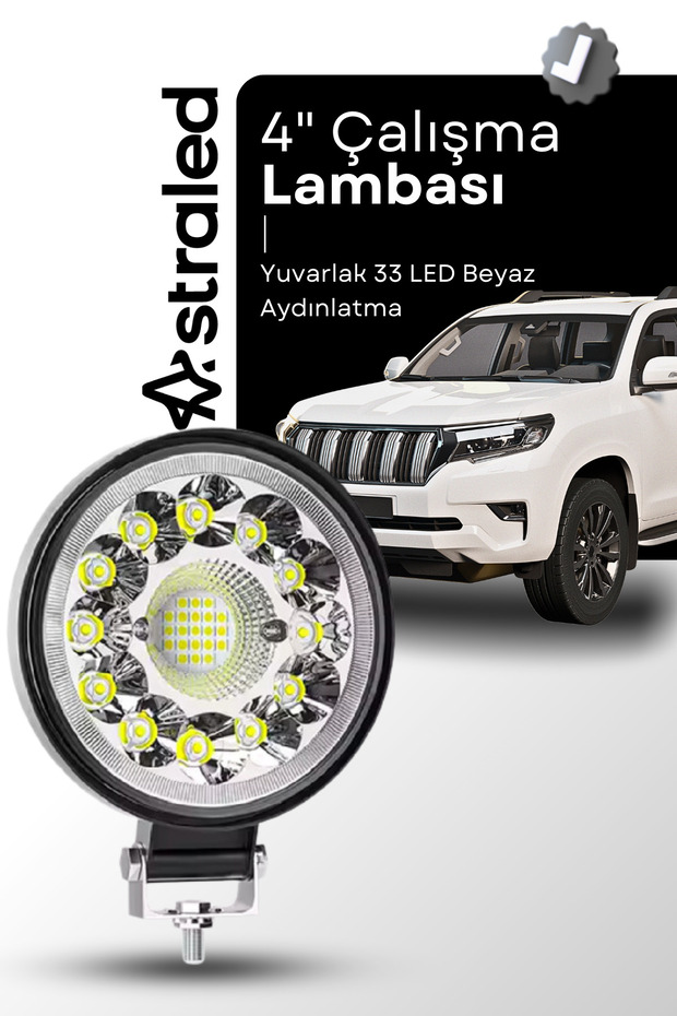 ASTRA LED 33LED 12-24 Volt Yuvarlak Spot Far Oto Çalışma Lambası ATV ...