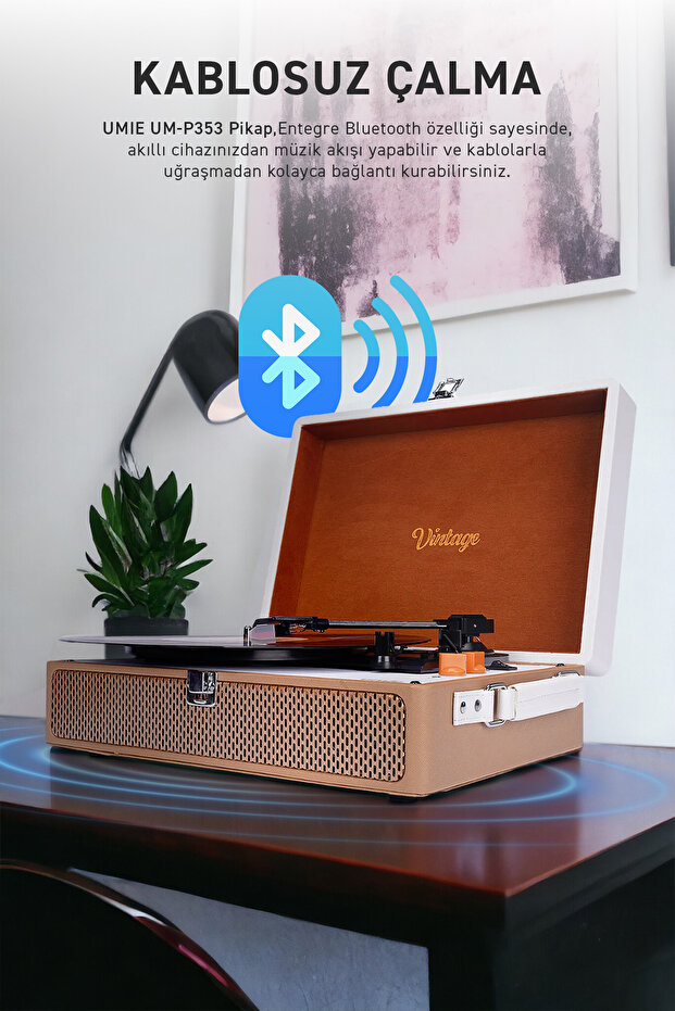 Umie Pikap Müzik Kutusu Vintage Nostaljik Retro Plak Iğne Dahil 3.5mm ...