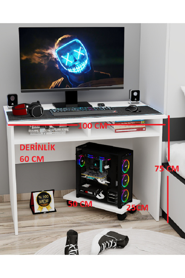 KONAK EV EŞYALARI Bilbo Çalışma Masası,MDF,Oyuncu Masası,Gamer Masa ...