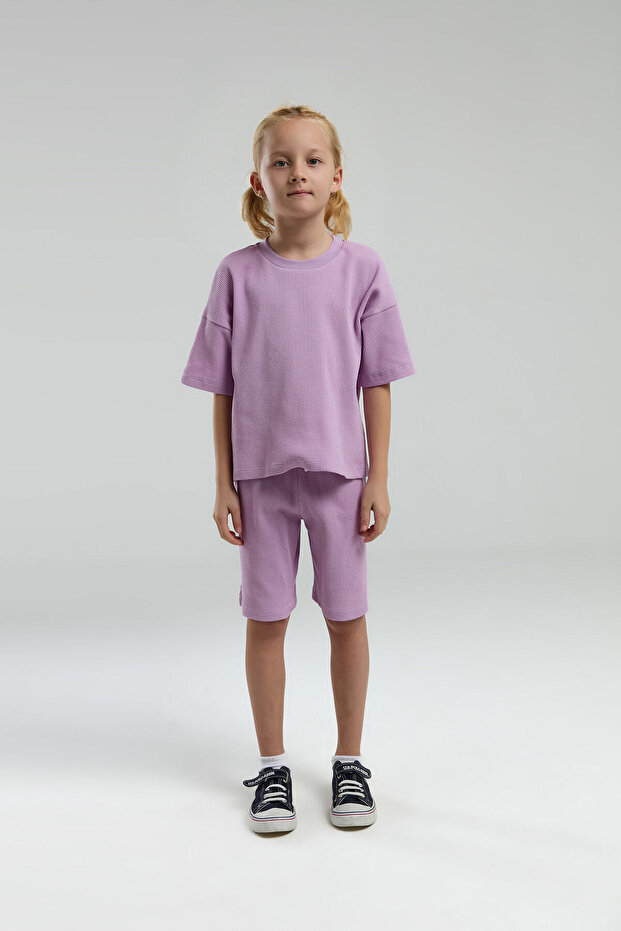 U.S. Polo Assn. U.S. Polo Assn. Girl's Purple Bermuda Set- Trendyol