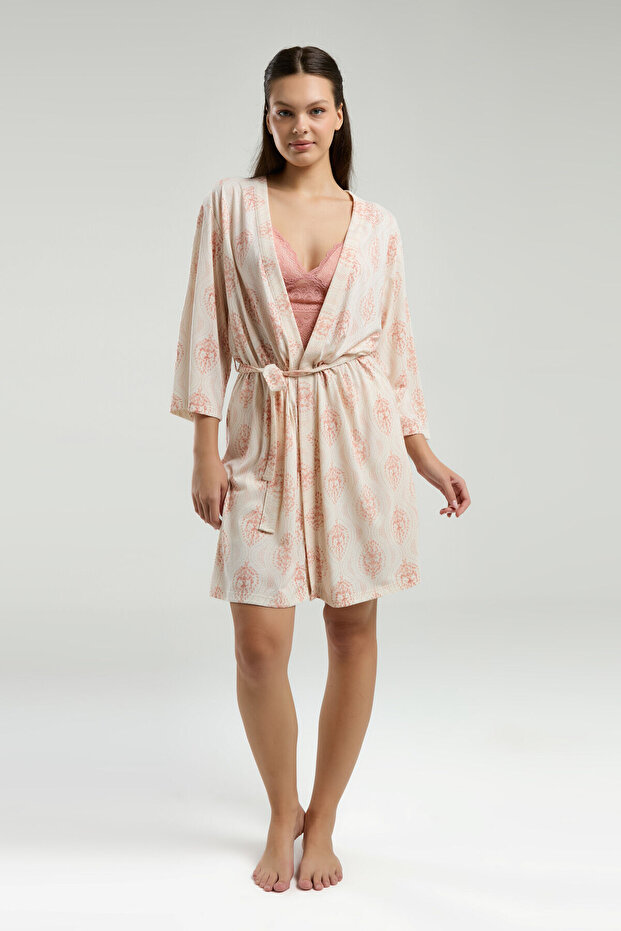 Arnetta Women's Pink 3-Piece Robe Set- Trendyol