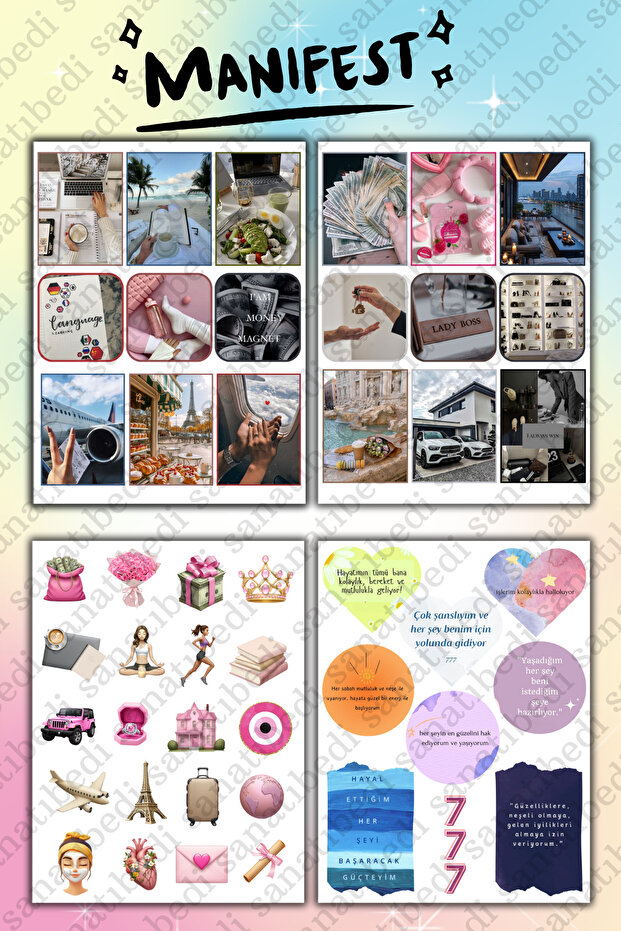 sanatıbedi Manifest Vision Board Temalı Sticker -Ajanda Bullet Journal ...