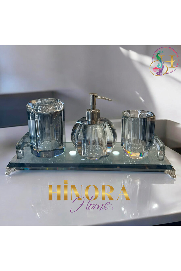 Hinora Kristal Model 3lü Şık Banyo Seti Sabunluk Set - Fiyatı, Yorumları