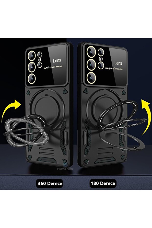Deppo Trend Samsung Galaxy A56 Uyumlu Kılıf Magsafe Standlı Kamera Lens ...