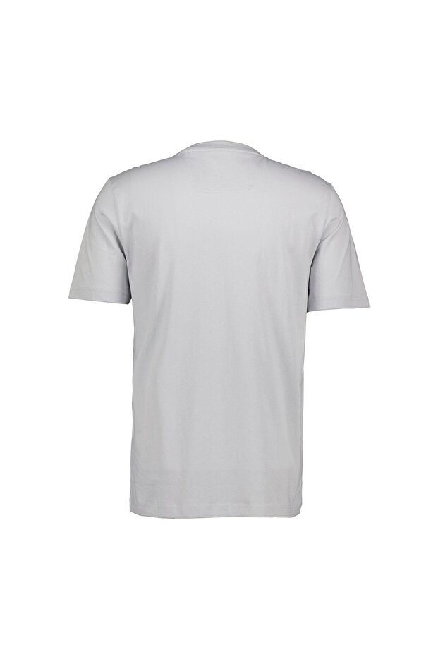 BOSS Erkek %100 Pamuklu Logo Detaylı Bisiklet Yaka Kısa Kollu Gri T ...