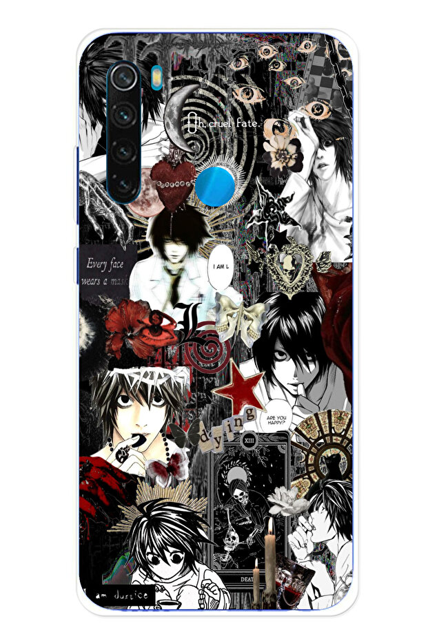 TechTree Redmi Note 8 Uyumlu Death Note Kolaj Tasarımlı Şeffaf Silikon ...