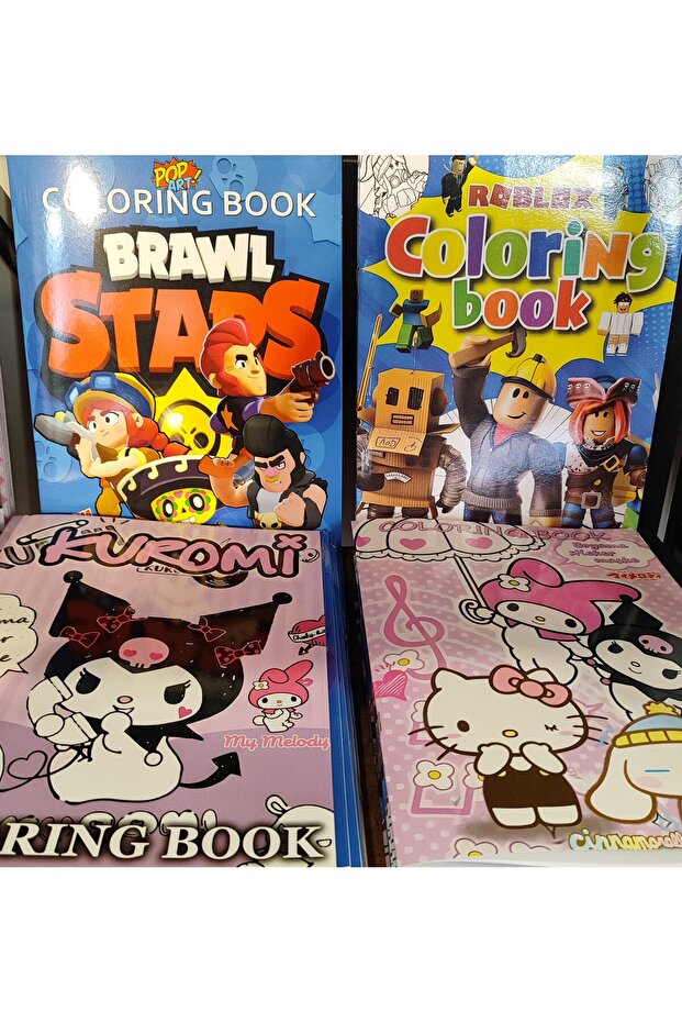 bundle island 4 adet stickerli boyama kitabı kuromi,roblox,hello kitty ...