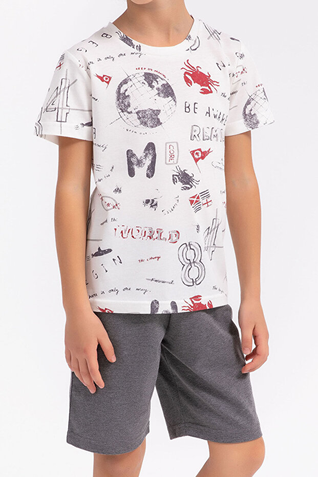 Arnetta World White Boy's Bermuda Suit- Trendyol