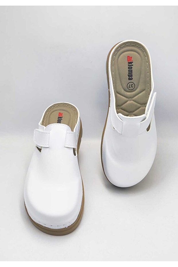 DR KLOMPA Kadın Terlik MS972 Beyaz Fanetta Ortopedik Sabo Terlik ...