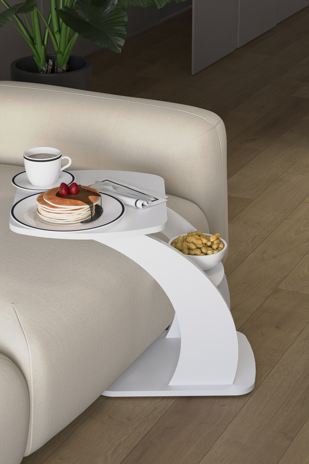 HMC DECOR Tekerlekli Koltuk Servis Sehpası Beyaz - Fiyatı, Yorumları