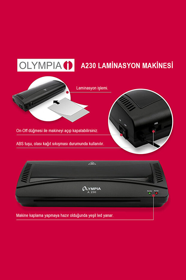 Olympia A230 A4 PVC Laminasyon Makinesi 4 in 1 Set Fiyatı - Trendyol