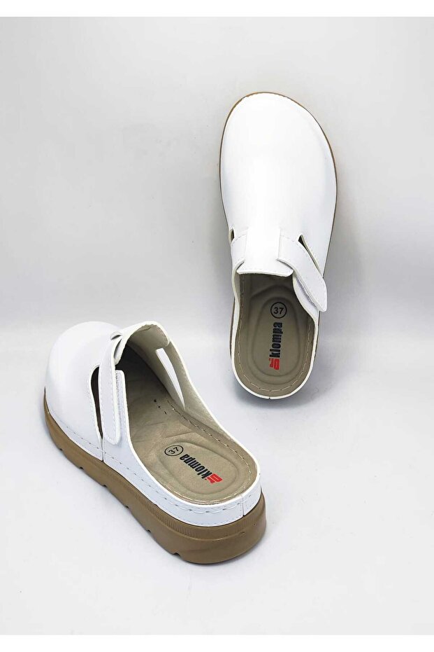 DR KLOMPA Kadın Terlik MS972 Beyaz Fanetta Ortopedik Sabo Terlik ...