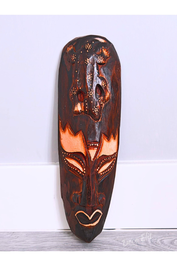 Deco Elit Ahşap Oyma Timsah Surat Mask Totem Aborjin Tipi Duvar Objesi Mindi Ağacı El Oyması 30 ...