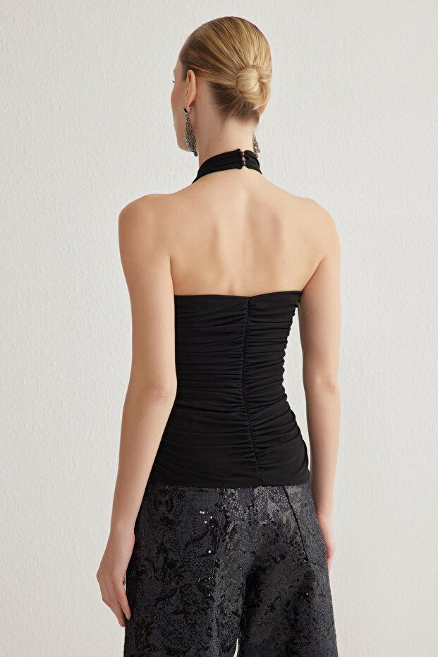 Trendyolmilla Siyah Drape Detaylı Örme Büstiyer TPRSS25BS00002 Fiyatı ...