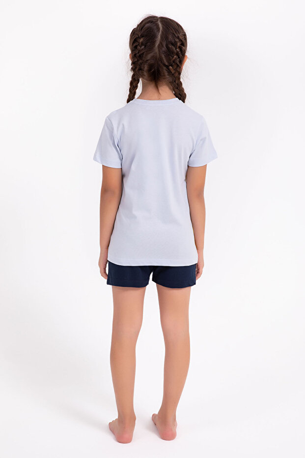 Arnetta All You Need Is Family Sky Blue Girl's Shorts Set- Trendyol