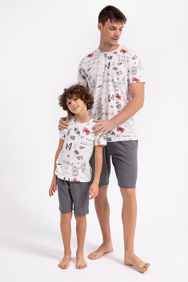 Arnetta World White Boy's Bermuda Suit- Trendyol