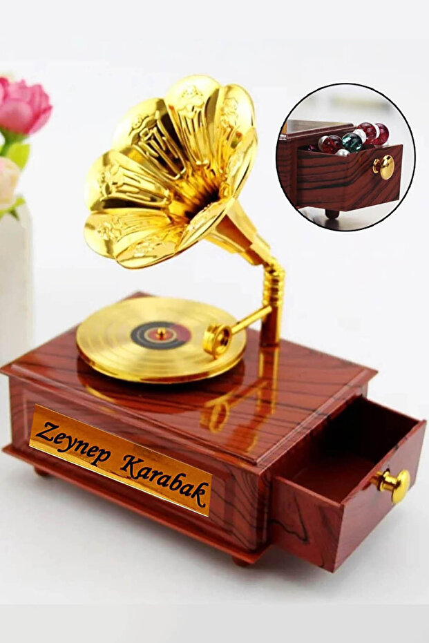 zozoya Kişiye İsme Özel Nostaljik Gramofon Hareketli Müzik Kutusu - Fiyatı, Yorumları