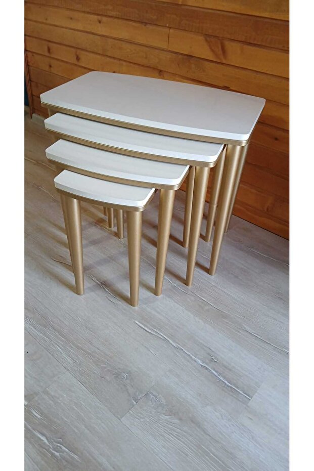 deniss home Napali 4'lü Lüx Mdf Ahsap Zigon Sehpa Bej Gold - Fiyatı ...