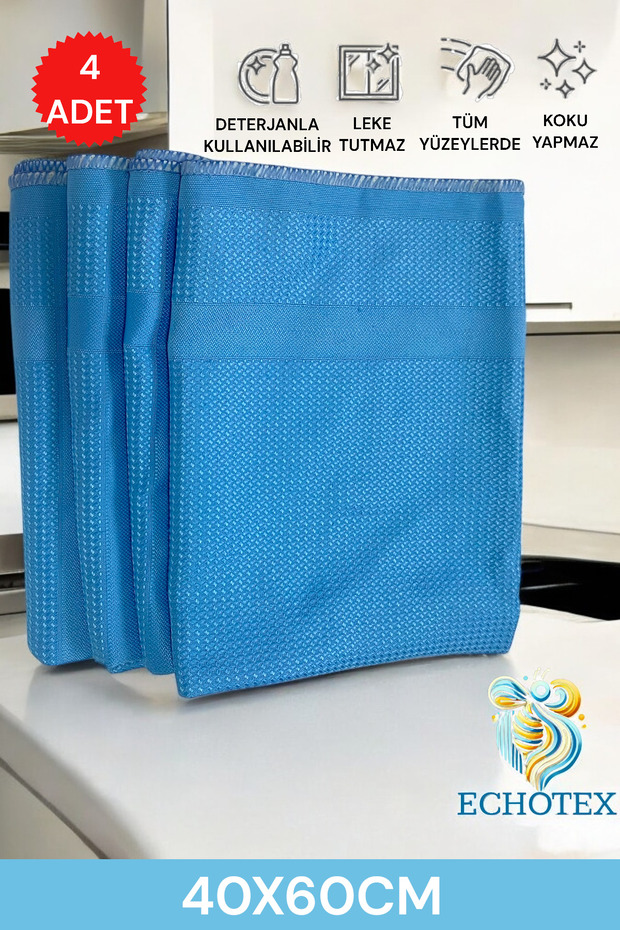ECHOTEX (4 Adet) 40x60 Cm Mikrofiber Mutfak, Cam, Araba, ve Genel ...