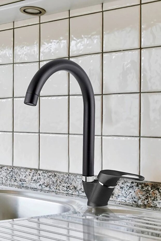 LONDONstore Mat Siyah Mutfak Lavabo Bataryası Aç Kapa Mix Musluk Sıcak ...