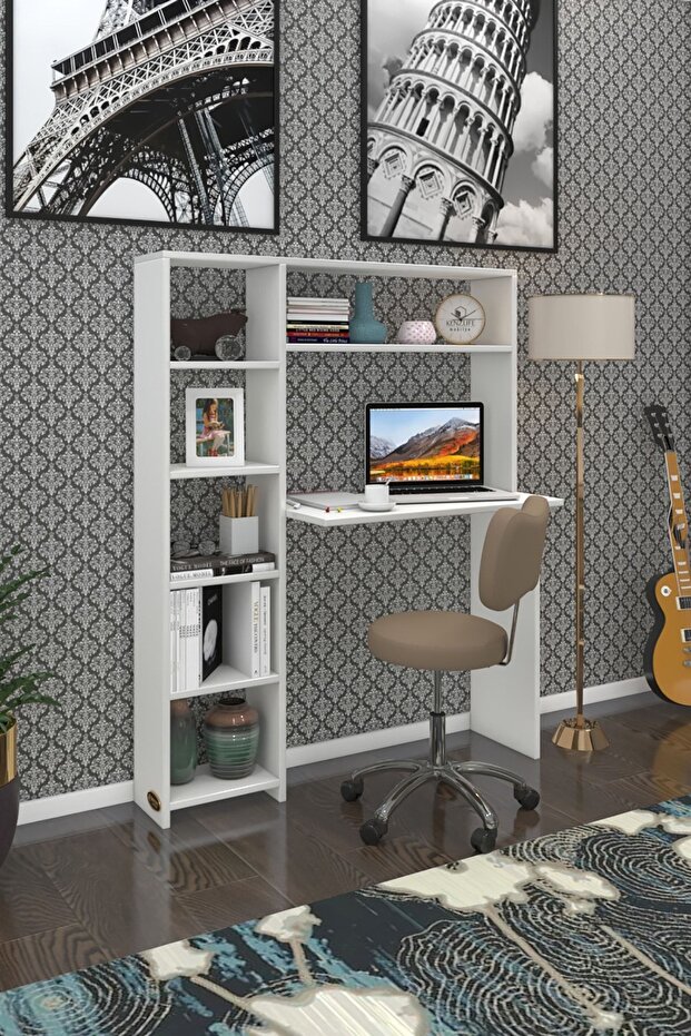 Kenzlife Bilgisayar Çalışma Masası Prost Byz 140*100*20 Kitaplık Solda ...