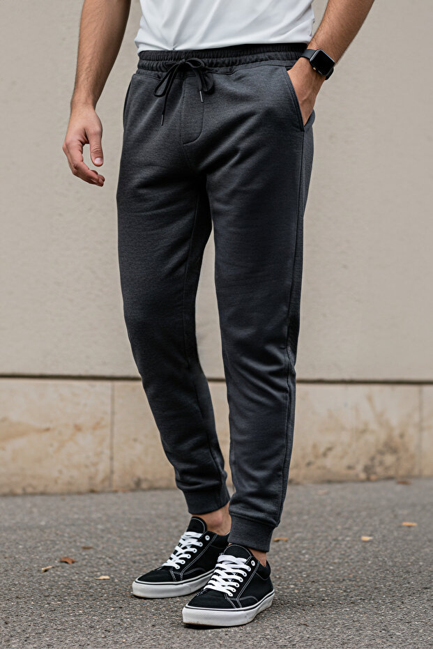 Trendyol Collection Anthracite Rubber Leg Jogger Sweatpants - Regular ...