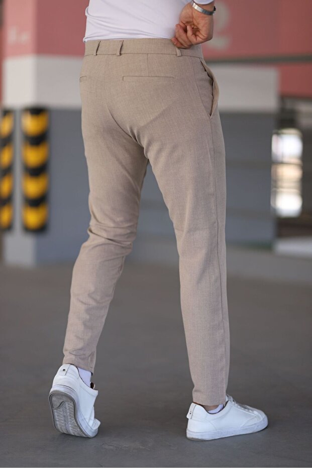 Bürke Men's Bone Color Quality Stretchy Lycra Fabric Ankle Length Pants ...