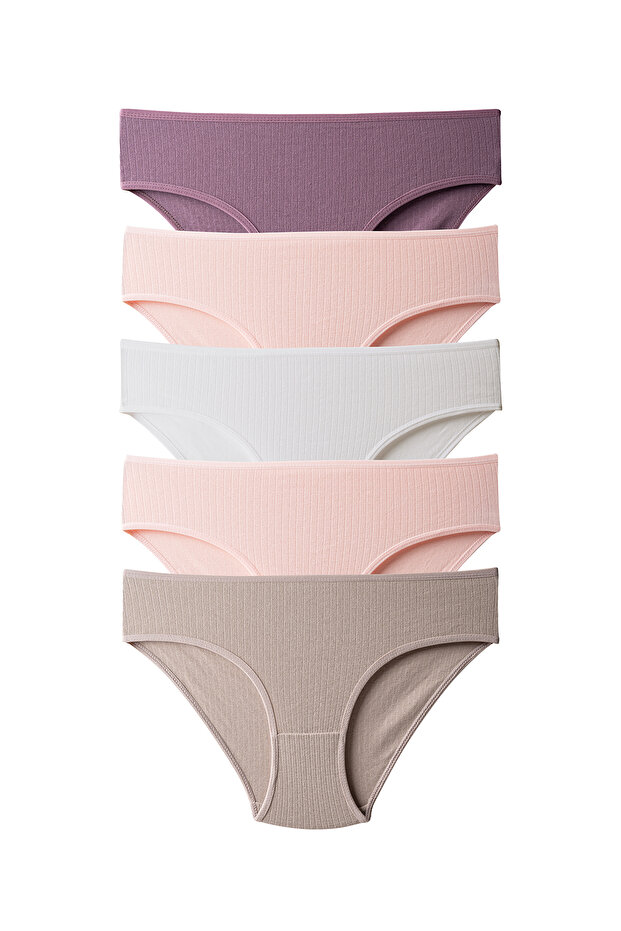 Lolitam Women's 5-Pack Ribbed Cotton Briefs- Trendyol