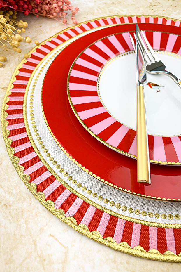 WEARE2 Подложка за хранене Pip Studio Love Birds в червено и розово - 1 ...