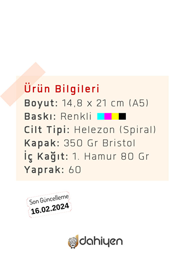 Dahiyen Günlük Planlayıcı | Tarihsiz Ajanda | A5 Boyut - Fiyatı, Yorumları