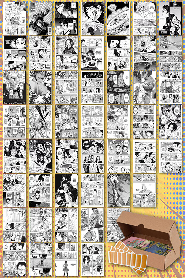 NeoPrint Manga Çizgi Roman Kart Poster- 50 Adet Japon Siyah Beyaz Comic ...
