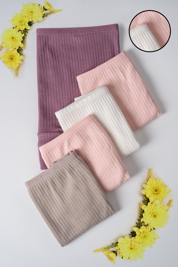 Lolitam Women's 5-Pack Ribbed Cotton Briefs- Trendyol